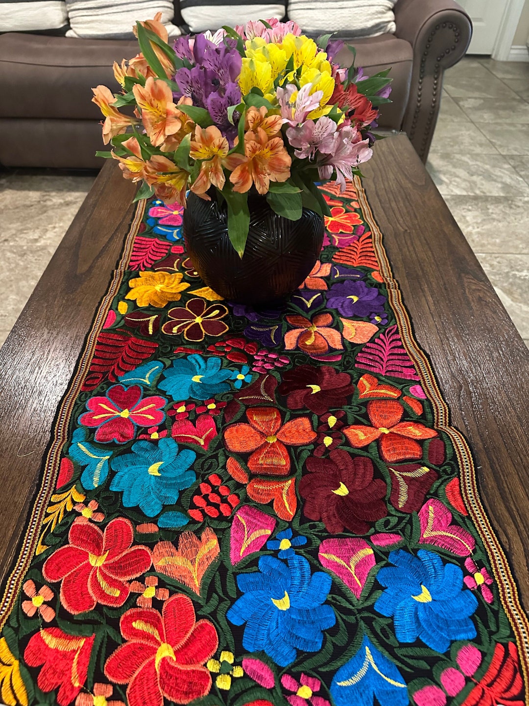 Mexican Table Runner, Handwoven Table Runner, Embroidered Table Runner ...