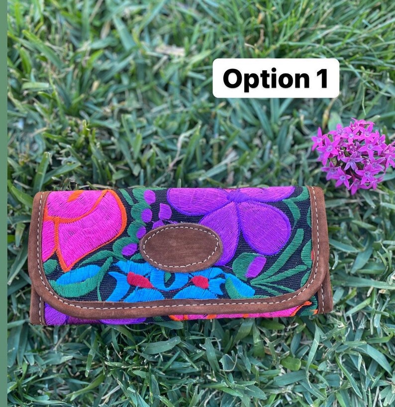 Mexican Embroidered Wallet/ Suede Artisanal Wallet /cartera Mexicana ...