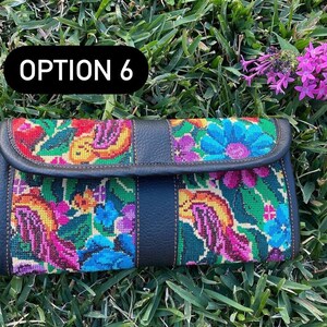 Mexican Leather Wallet, Embroidered Floral Design, Artisanal Clutch - Etsy
