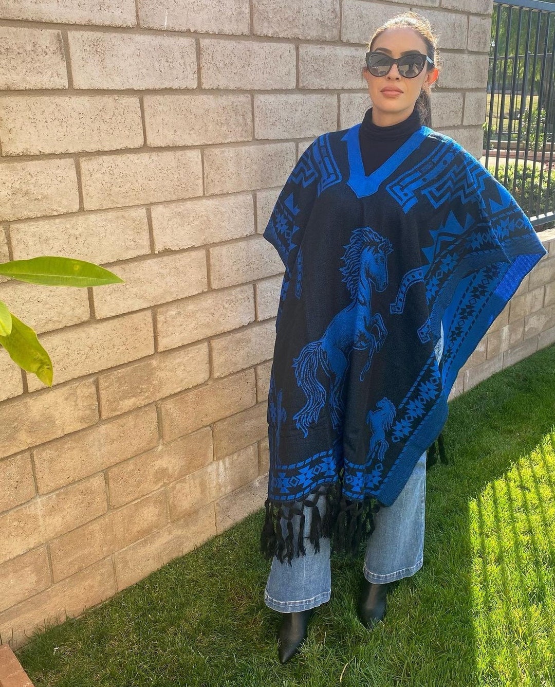 Mexican Rebozo, Horses Poncho,artisanal Mexican Poncho, Full Body ...