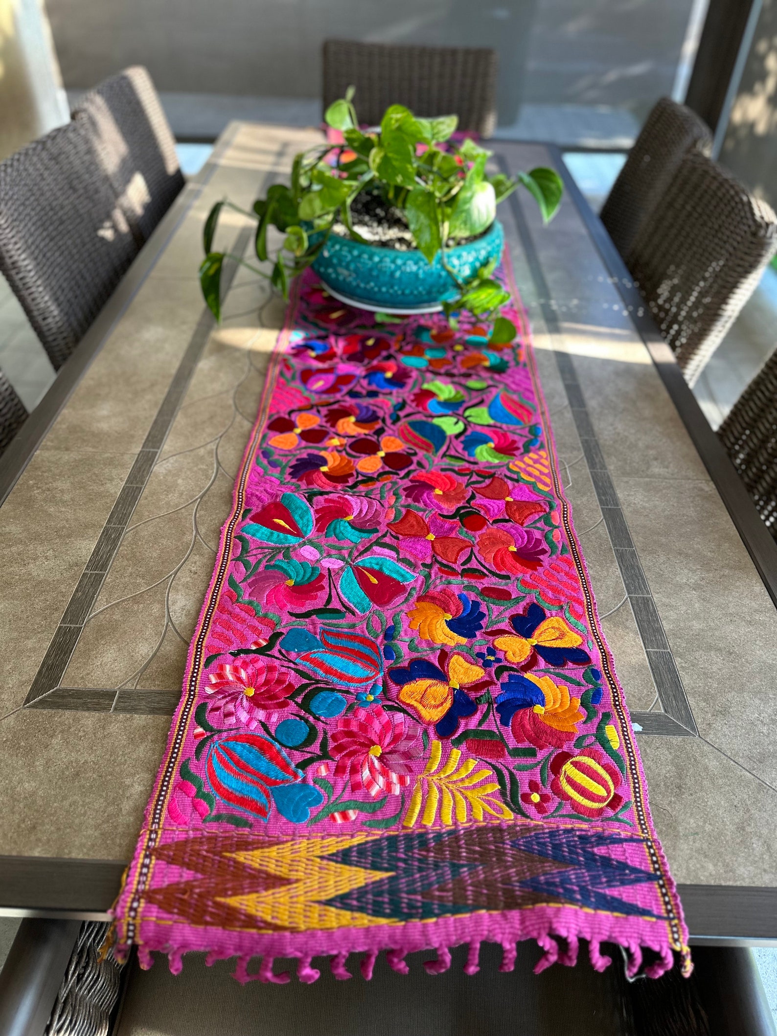 Mexican Table Runner, Handwoven Table Runner, Embroidered Table Runner ...