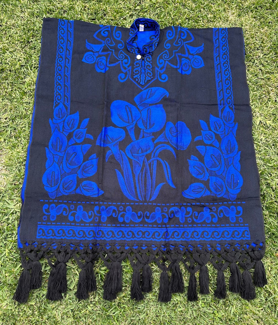 Mexican Rebozo, Calla-lilly Poncho,artisanal Mexican Poncho, Full Body ...