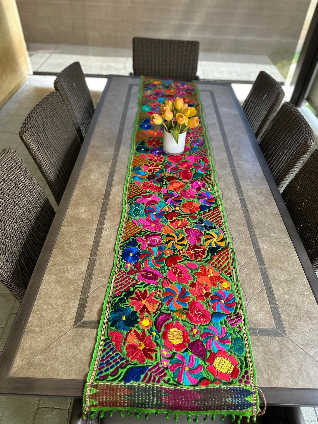 Mexican Table Runner, Handwoven Table Runner, Embroidered Table Runner ...