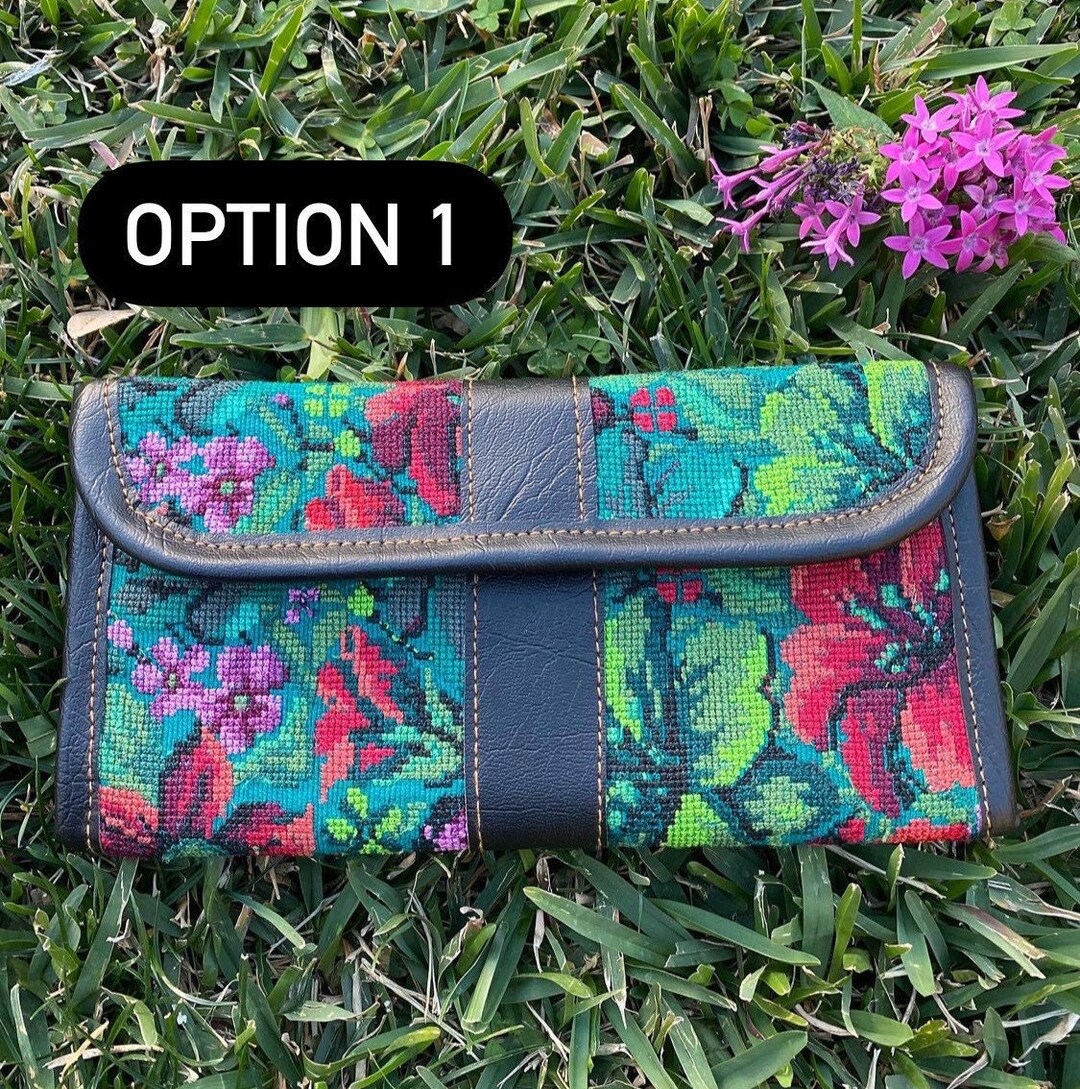 Mexican Leather Wallet, Mexican Embroidered Floral Wallet, Women ...