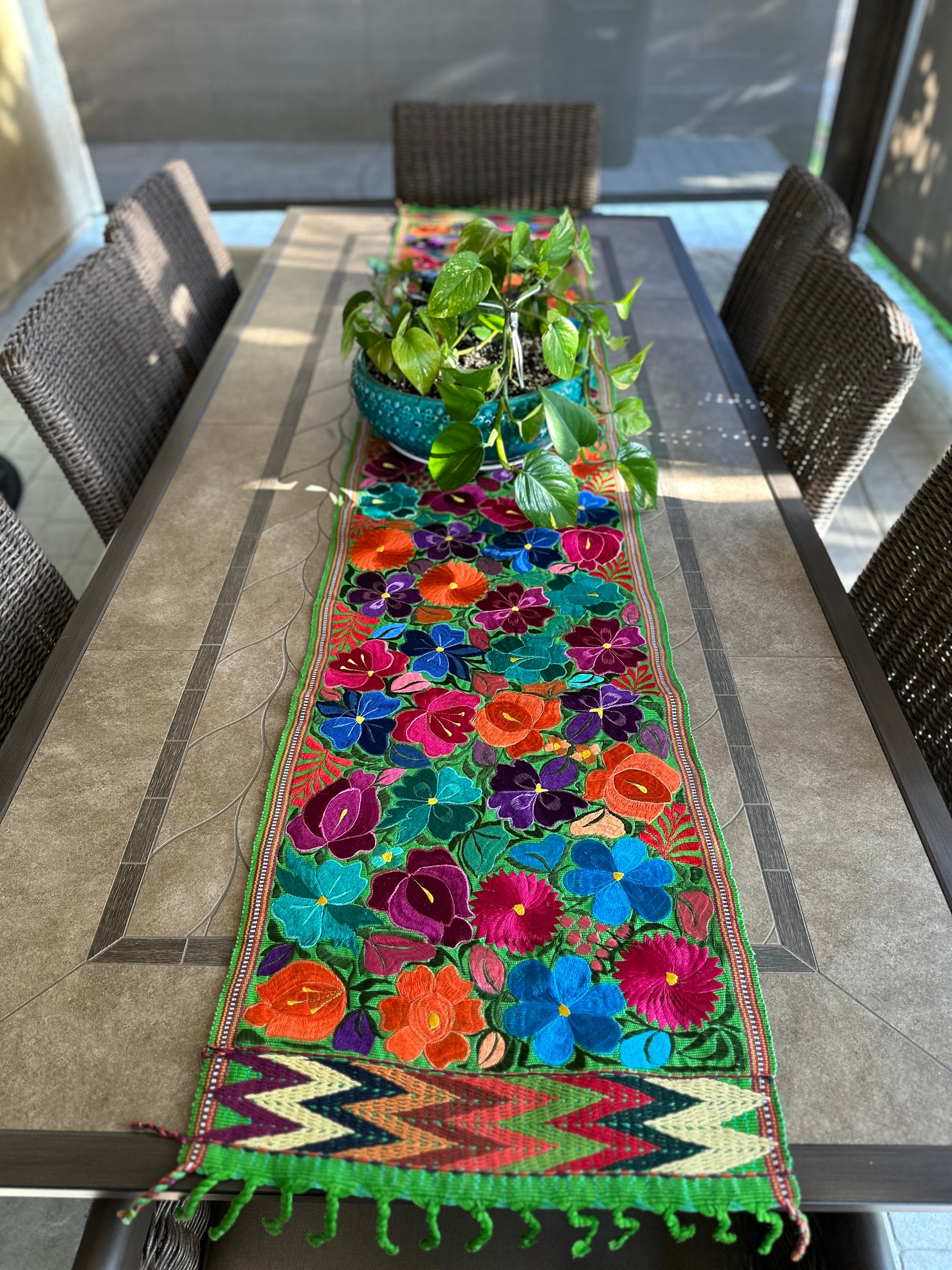 Mexican Table Runner, Handwoven Table Runner, Embroidered Table Runner ...