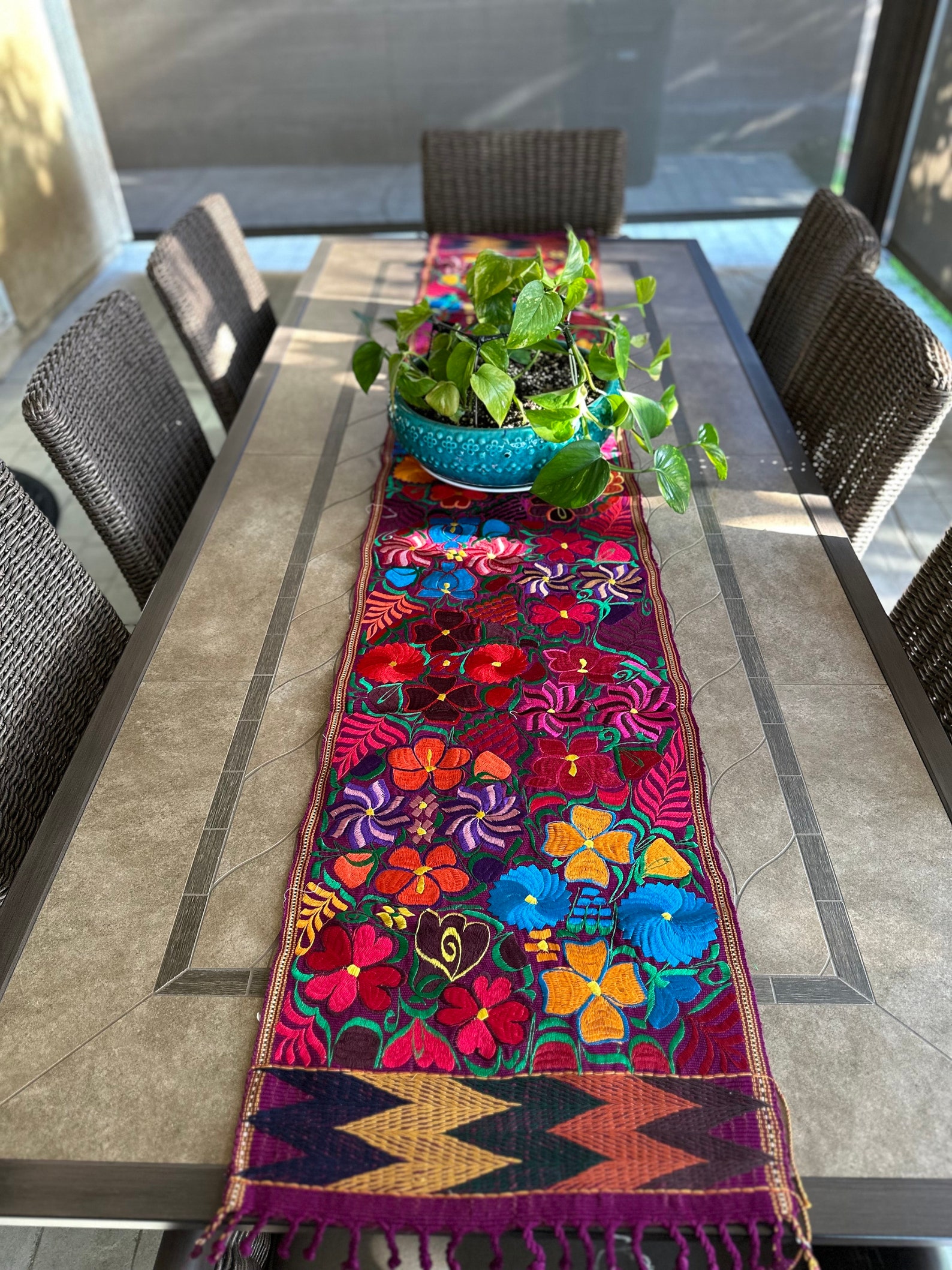 Mexican Table Runner, Handwoven Table Runner, Embroidered Table Runner ...