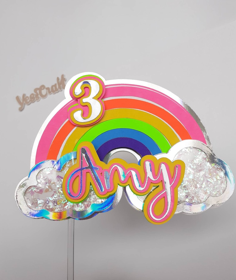 Rainbow Topper to Decorate You Birthday Cake Handmade and | Etsy