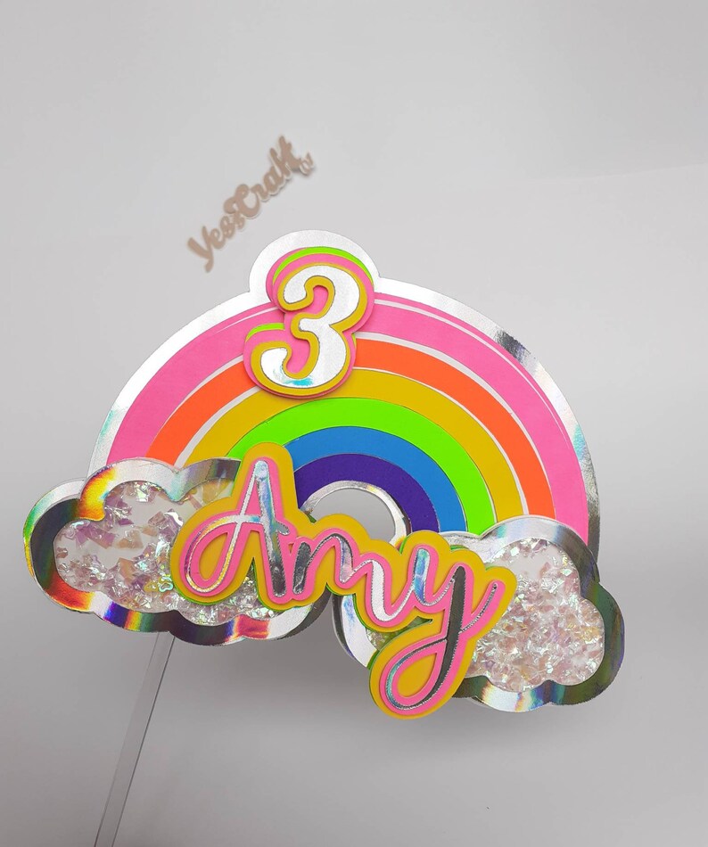 Rainbow Topper to Decorate You Birthday Cake Handmade and | Etsy