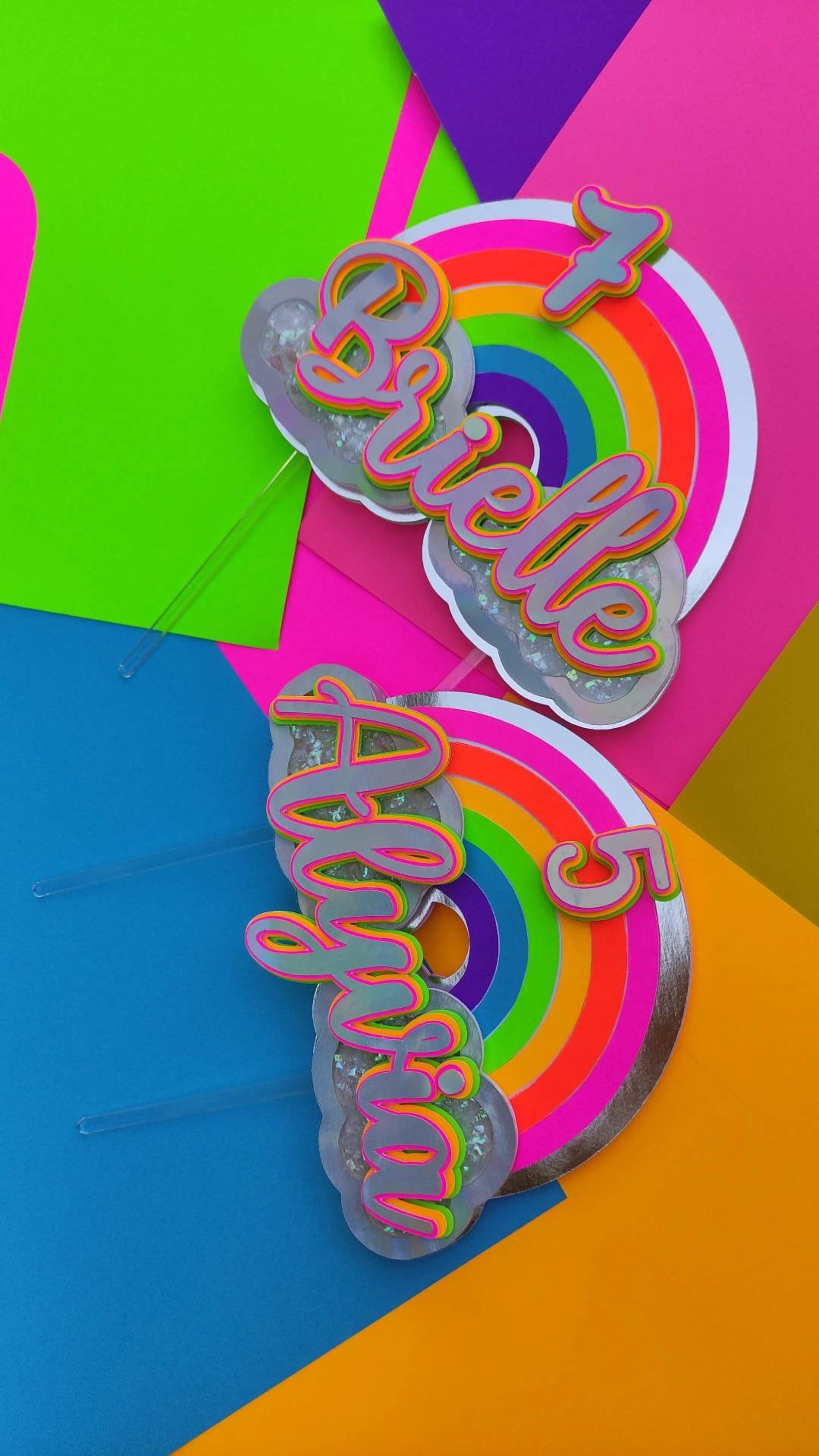 Rainbow Topper to Decorate You Birthday Cake Handmade and | Etsy