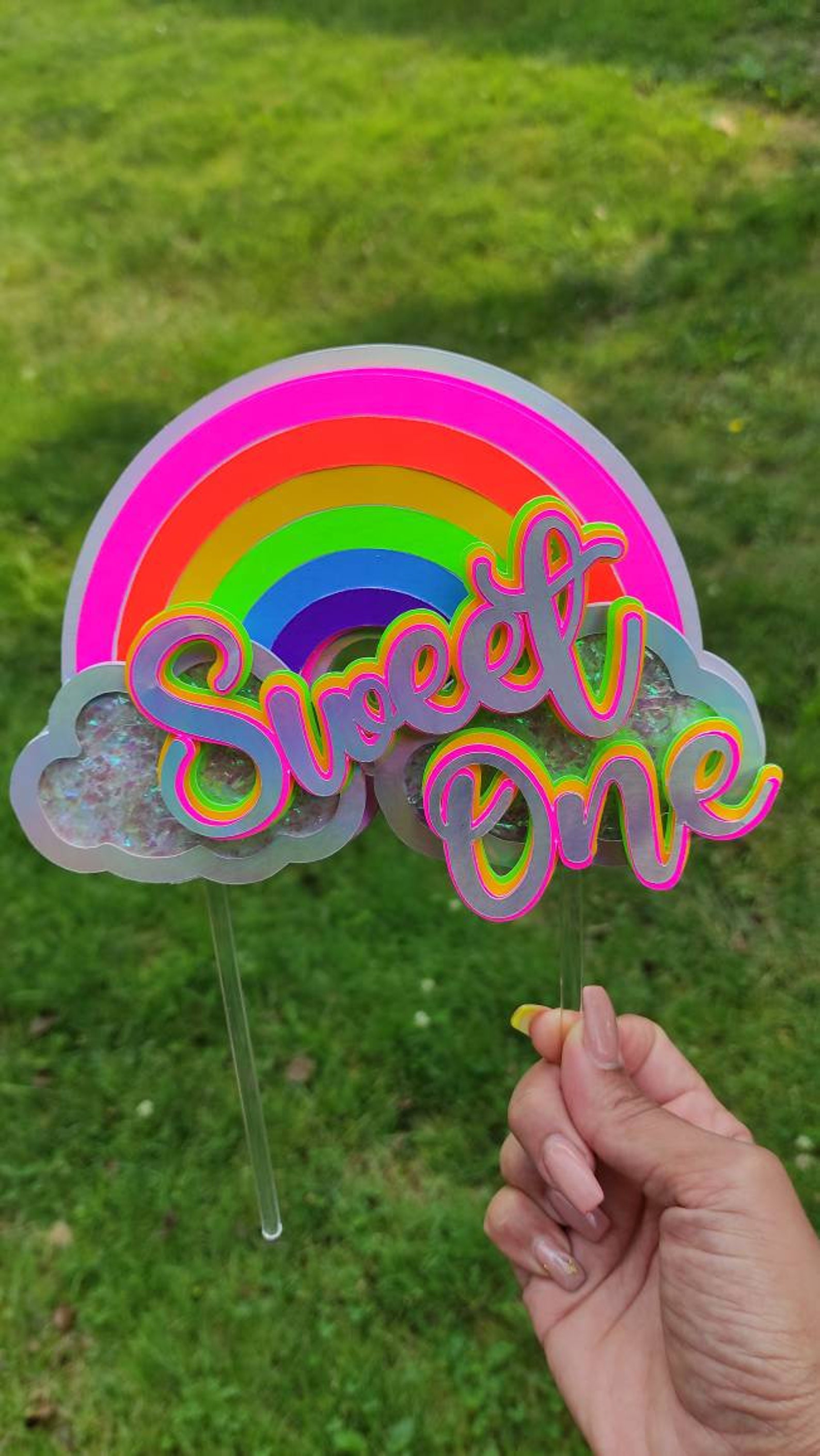 Rainbow Topper to Decorate You Birthday Cake Handmade and | Etsy