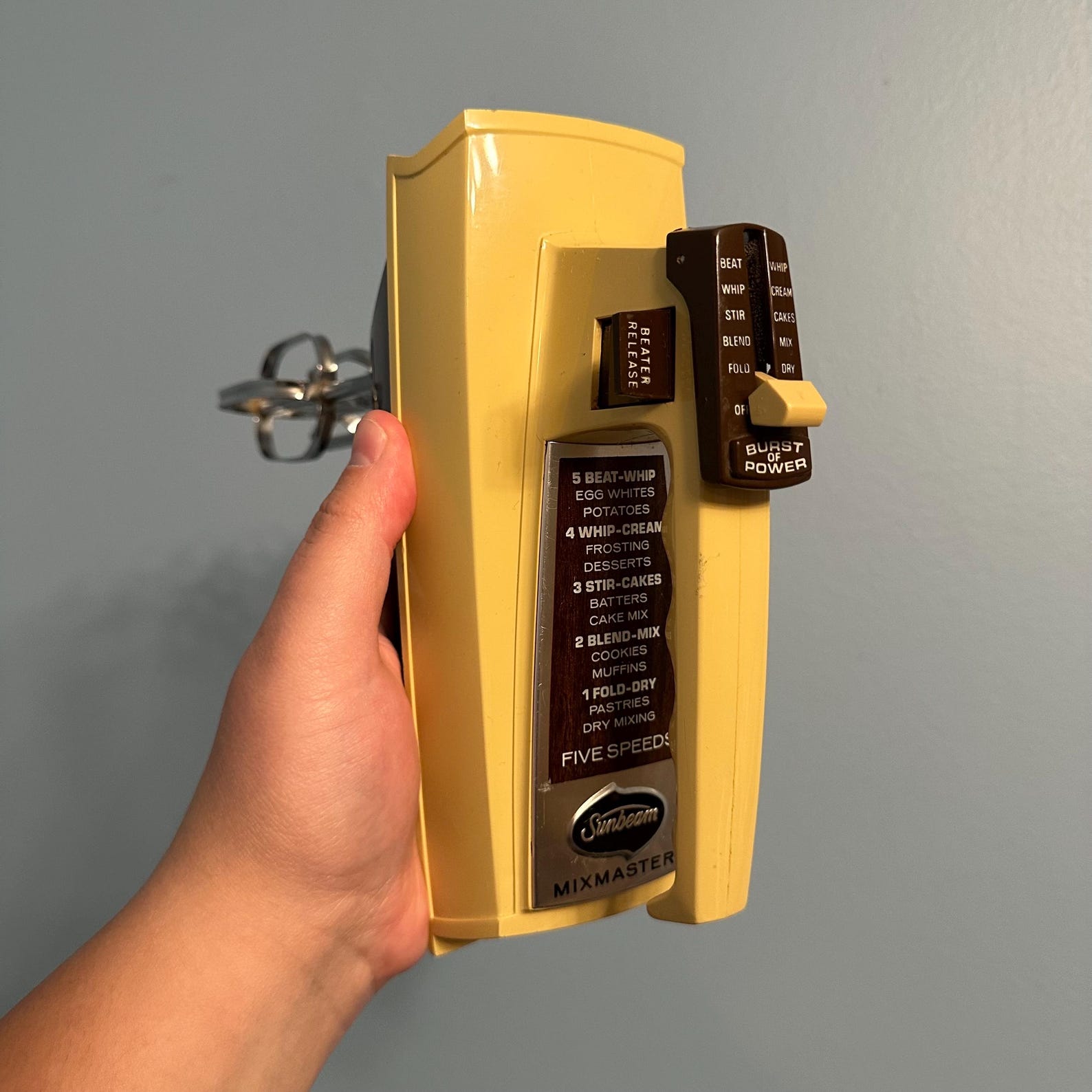 1960s Mid Century Modern Sunbeam Mix Master Electric Hand Mixer Harvest ...