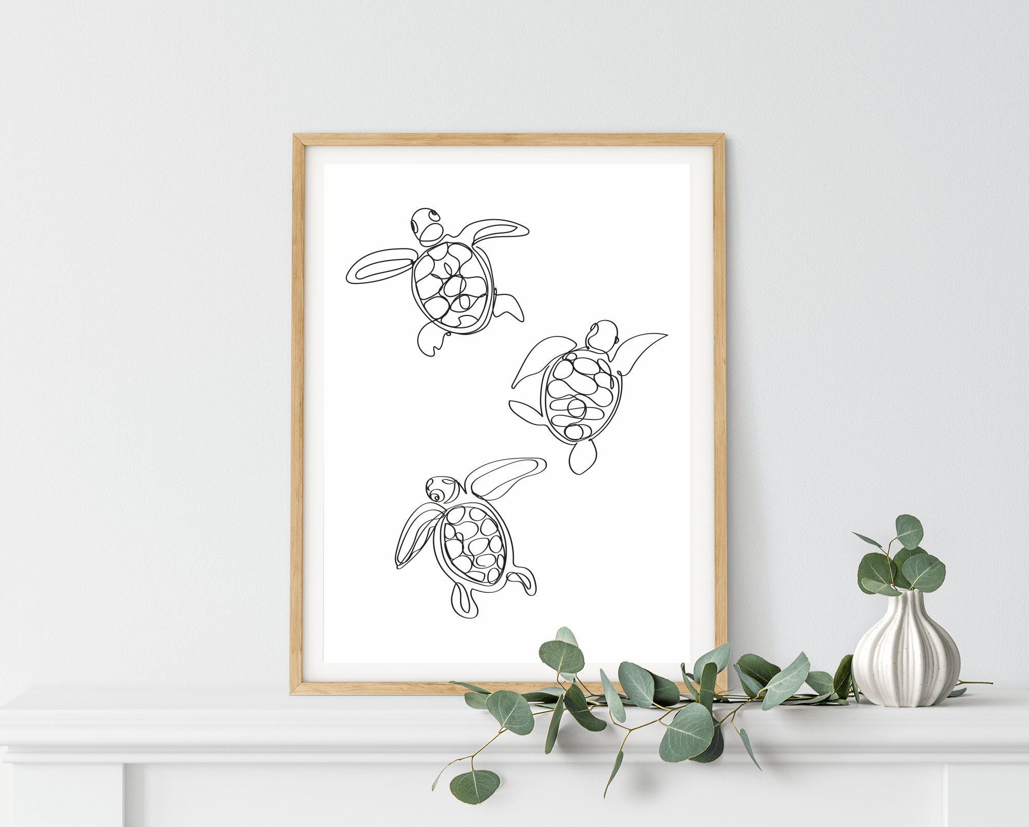 Three Little Turtles Line Drawing - Etsy