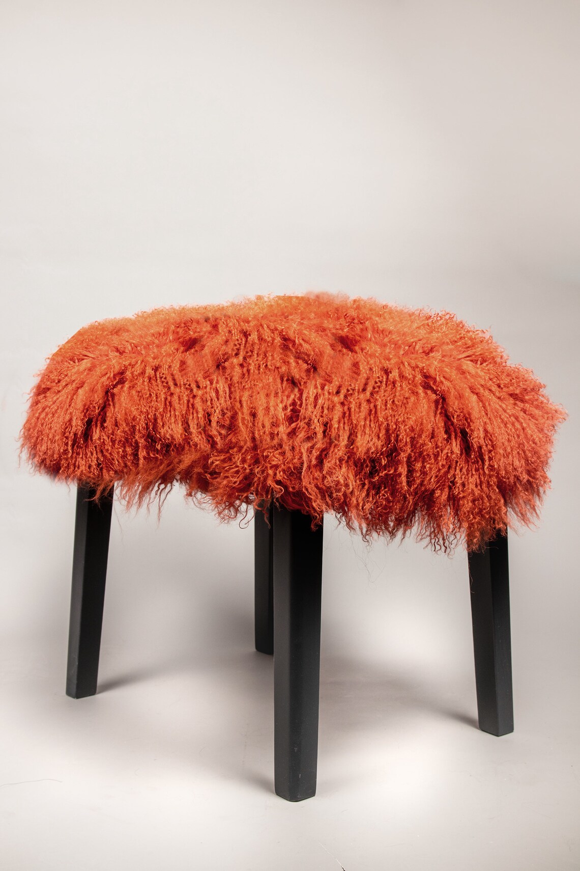 IKEA Stool Cover Fluffy Mongolian Lamb Orange Color Renews Sakarias ...