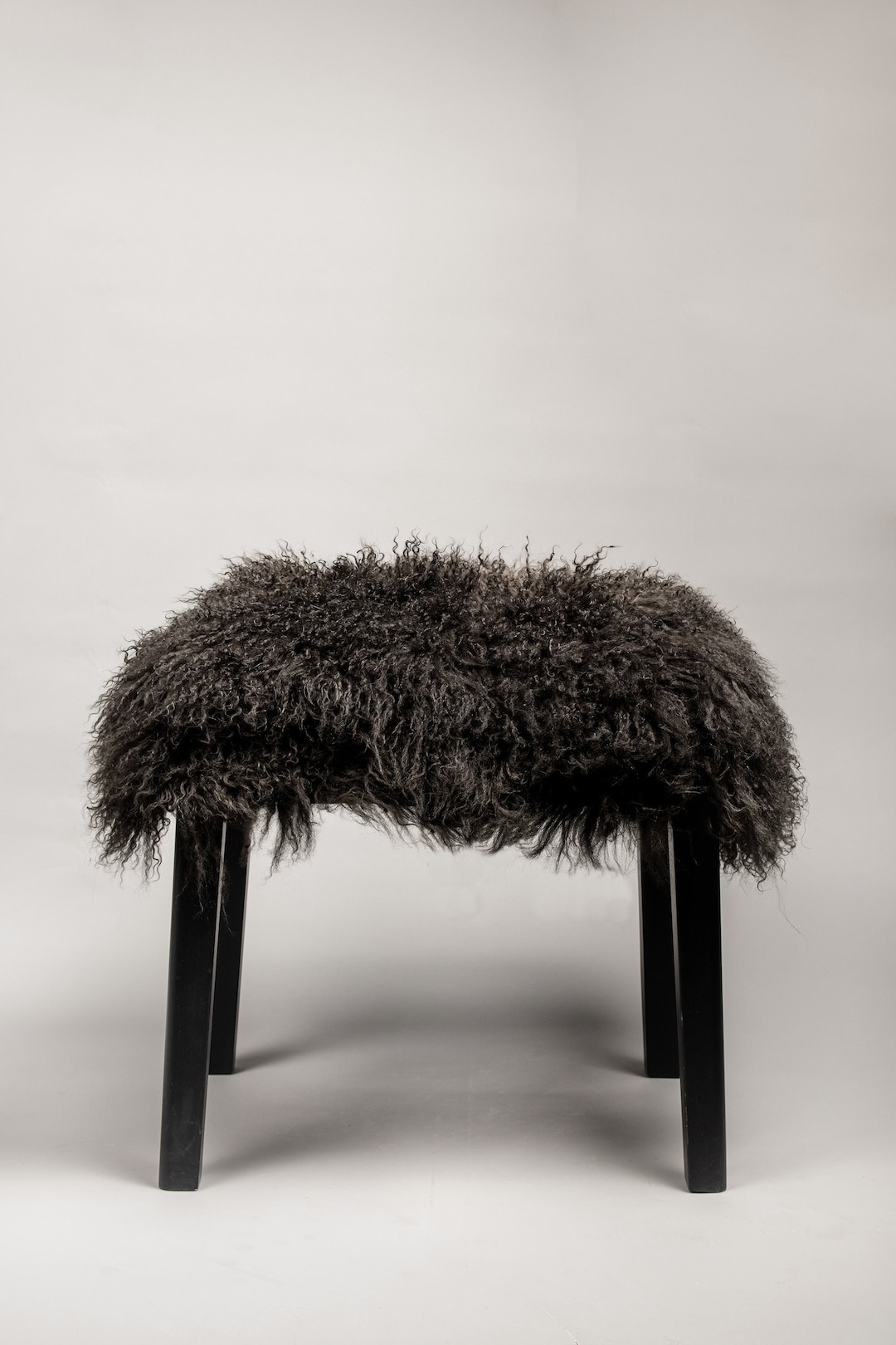 IKEA Fur Stool Cover Green Plush Mongolian Lamb Sakarias Footstool Luxe ...