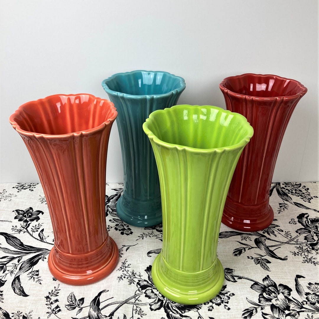 Fiestaware Medium Flare Flower Vase - Turquoise, Cobalt, Tangerine ...