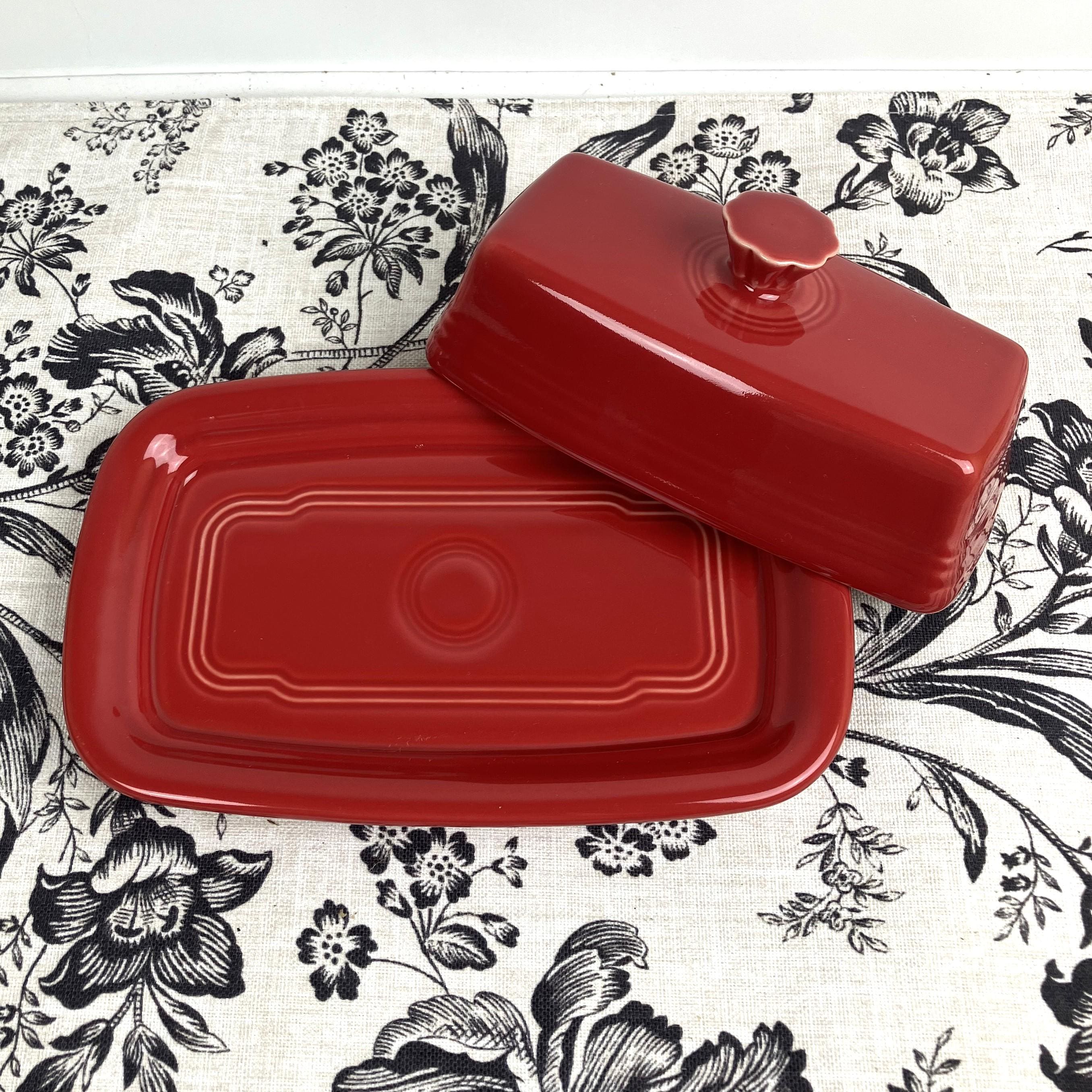 Fiestaware Extra Large Covered Butter Dish - Scarlet Red, Plum ...