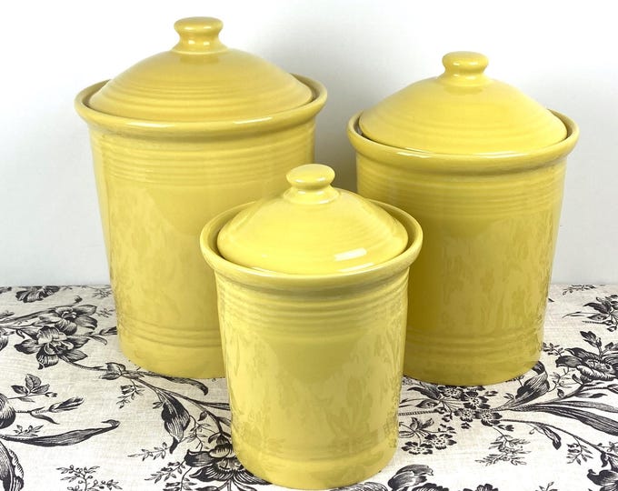 Fiesta CANISTER SET SUNFLOWER Yellow Fiestaware Kitchen Canister Set of ...