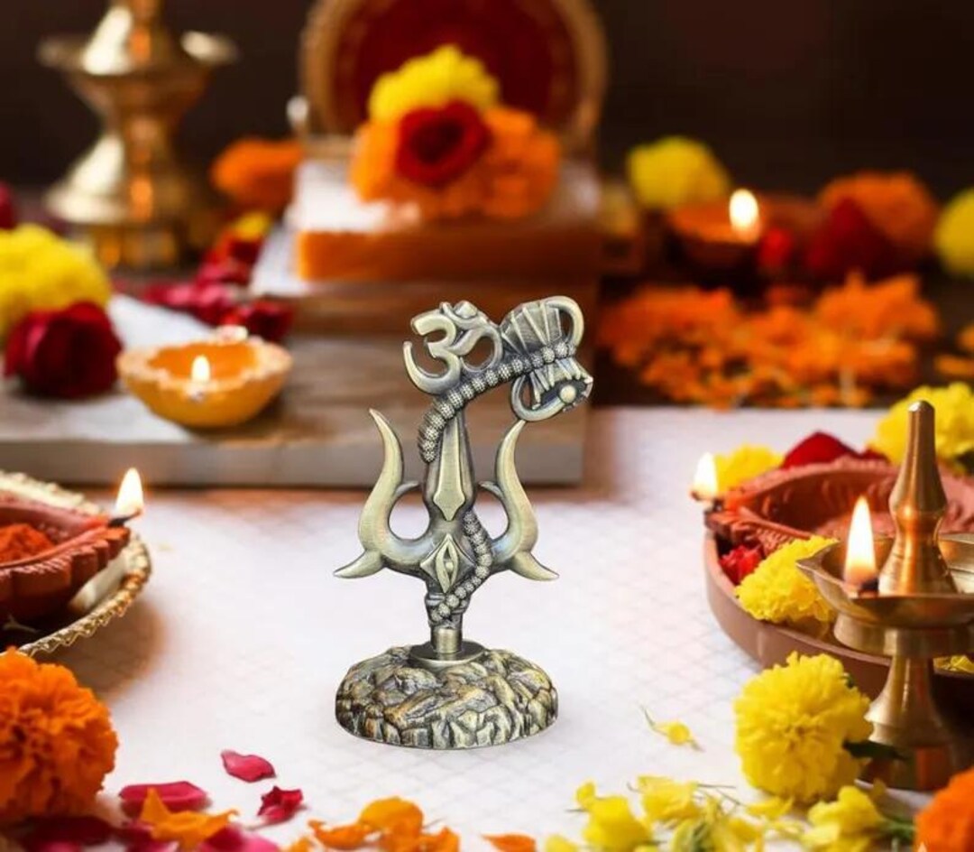 Brass Shiva Trident (trishul) Statue: Om and Snake, Spiritual Decor - Etsy