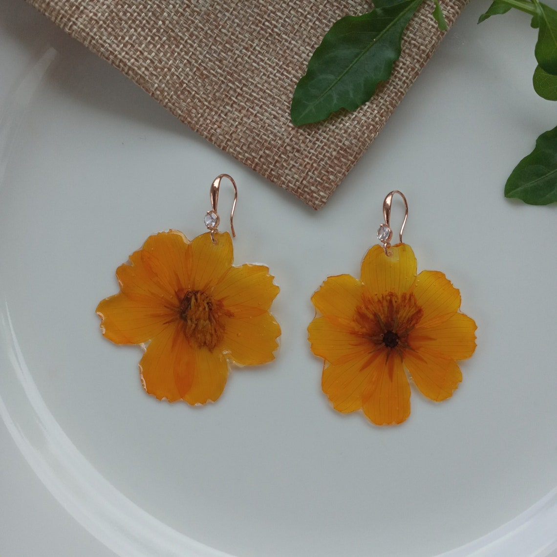 Atapethiya Flower Resin Earring Real Pressed Flower Jewelry Gift for ...