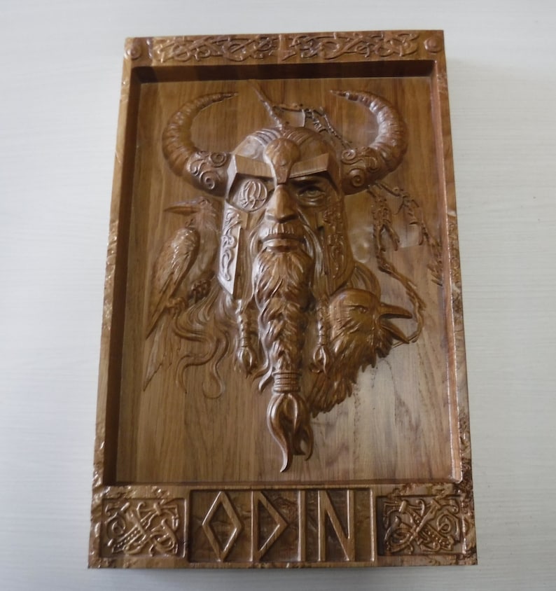 Odin Norse Deity Oak Wood Carving - Etsy