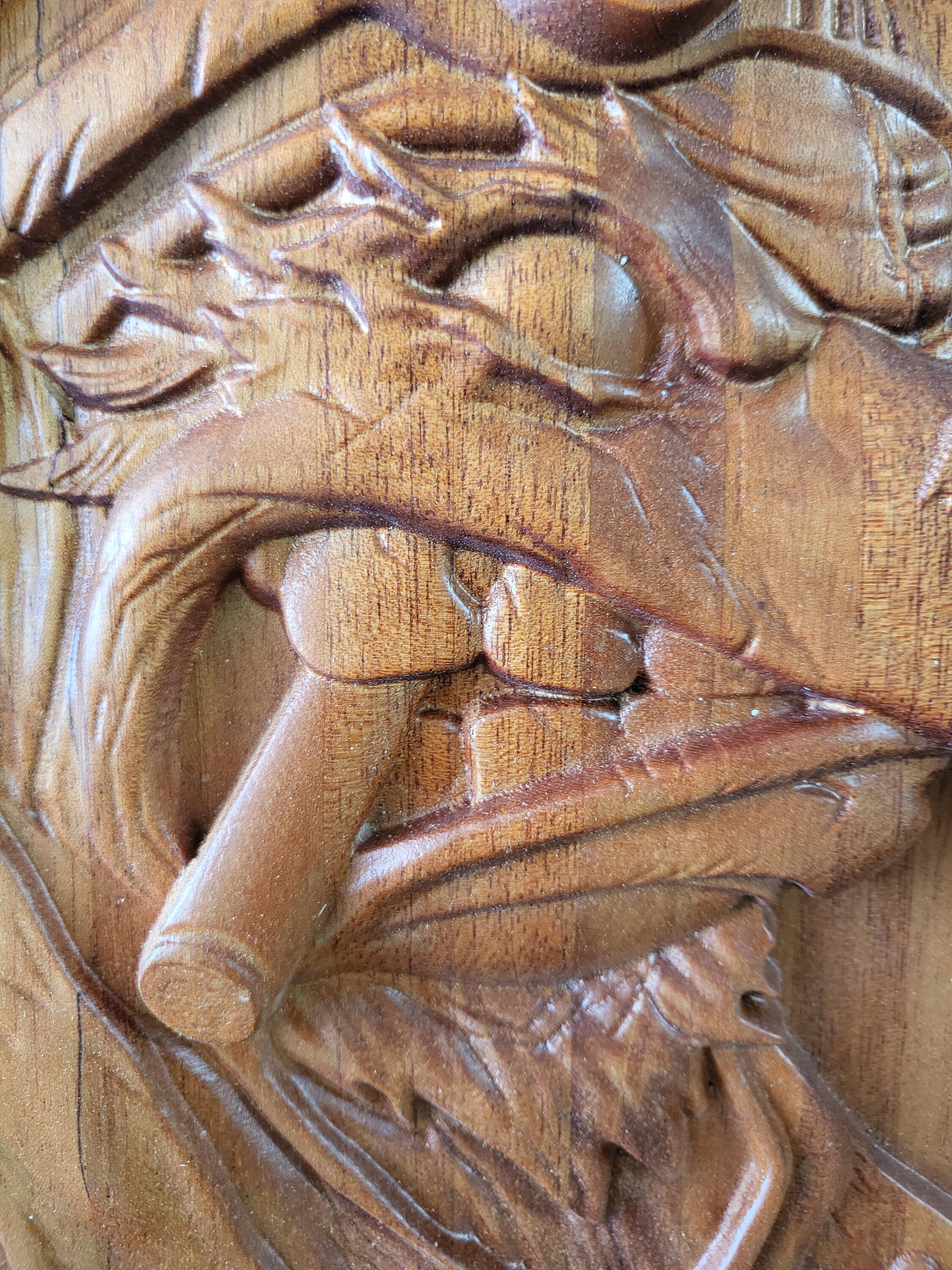 American Screaming Eagle Pilot Mahogany Wood Carving - Etsy