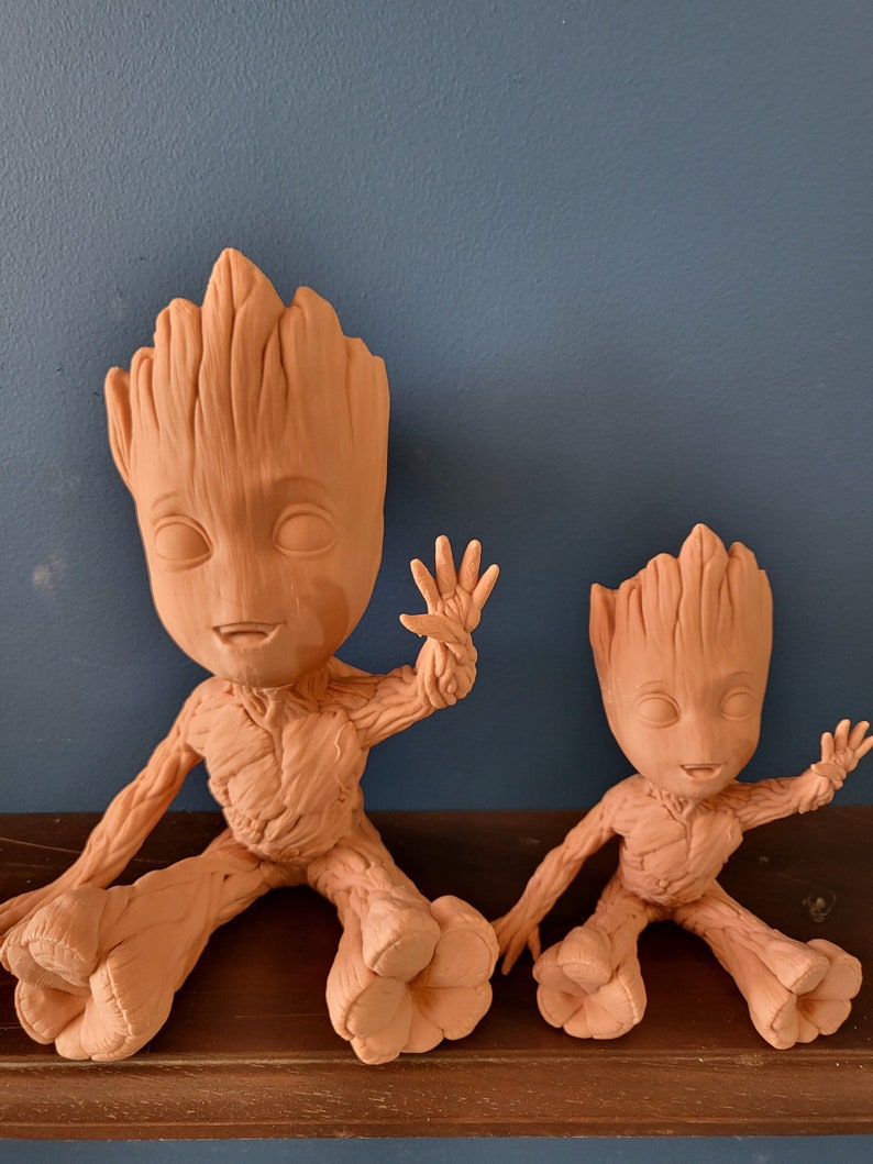 Waving Baby Groot Printed in Mud Color Resin - Etsy