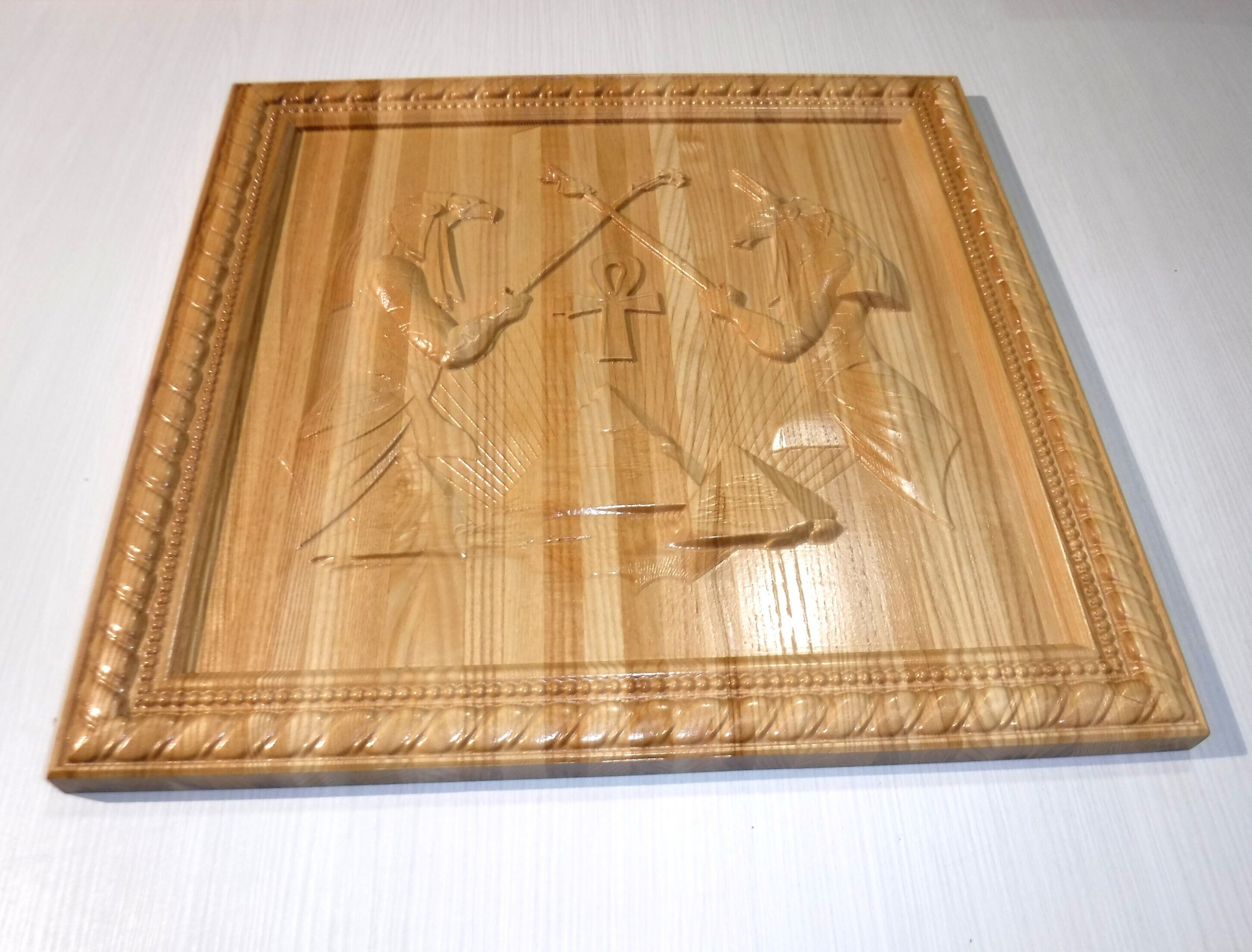 Egyptian Pyramids Anubis & Ra White Oak Wood Carving - Etsy