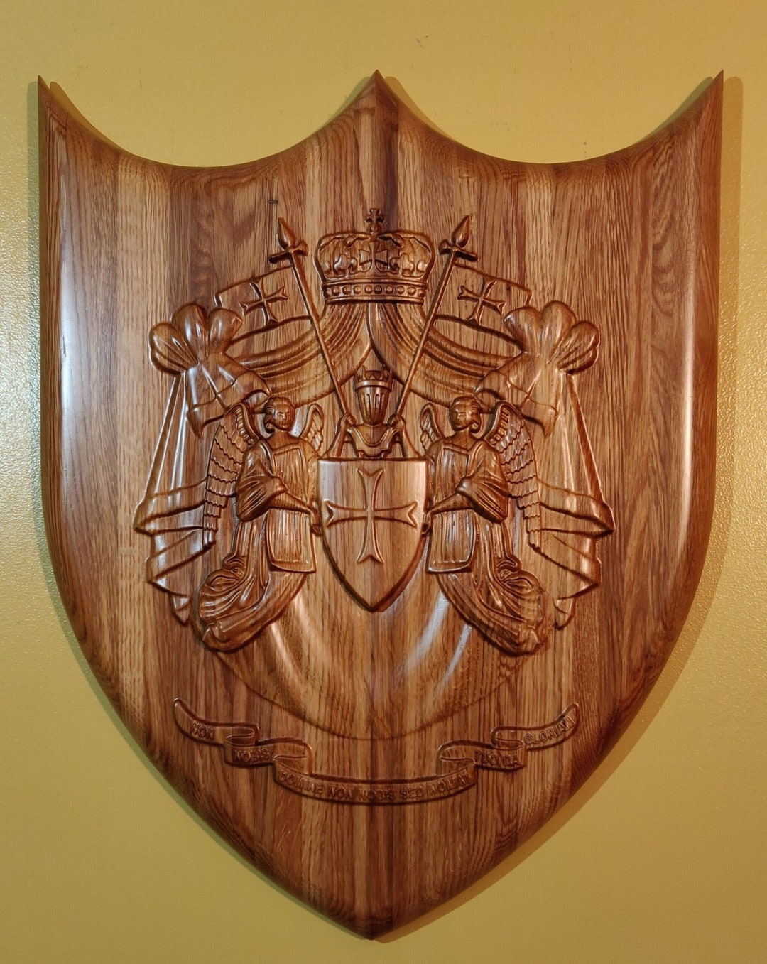 Knights Templar Coat of Arms Oak Carving Medieval Wall Decor - Etsy