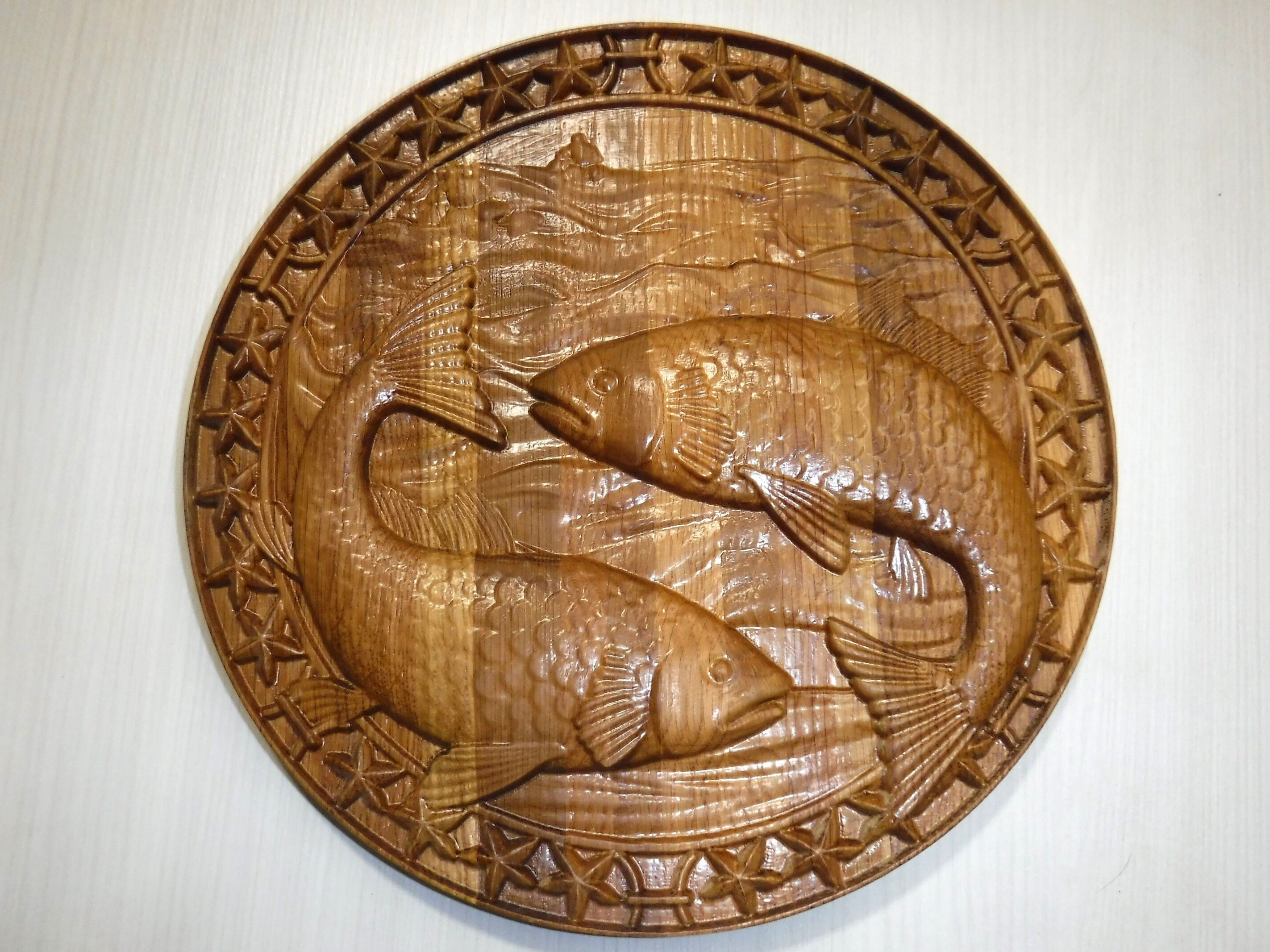 Pisces Zodiac Sign Oak Wood Carving - Etsy