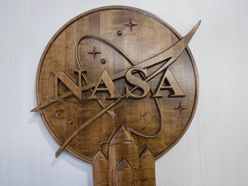Nasa Sign Maple Wood Carving - Etsy