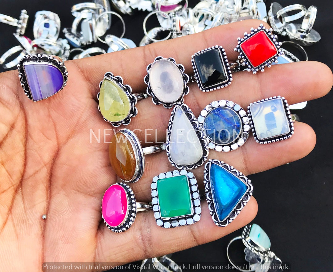 Natural Rings, Assorted Crystal Rings, Silver Overlay Rings, Dainty ...