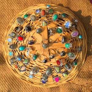 Ring for Women, Assorted Gemstone Ring Lot, Silver Plated Ring ...