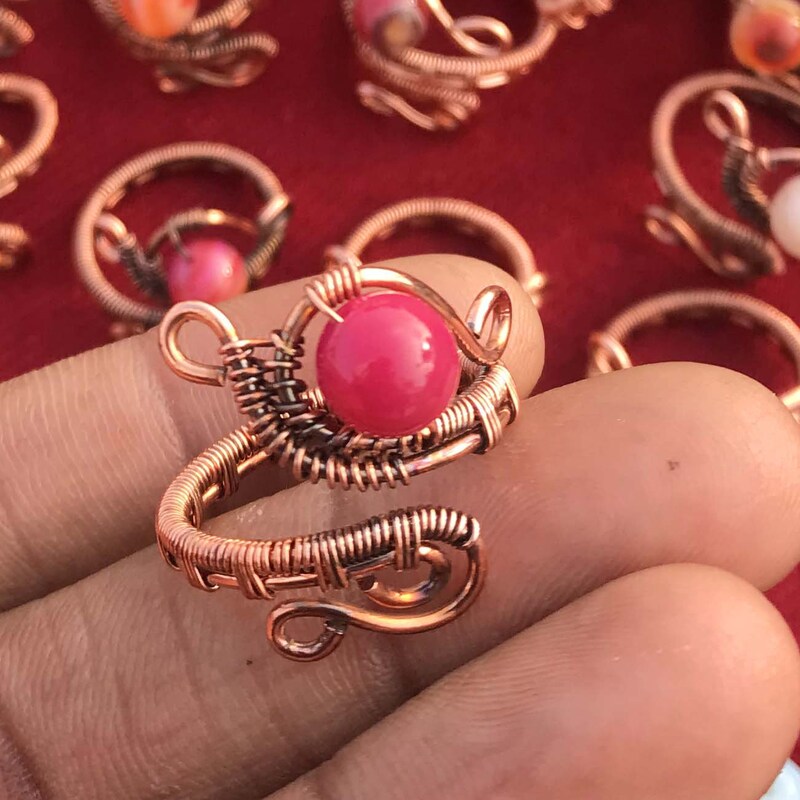 Wire Wrapped Beaded Ring - Etsy