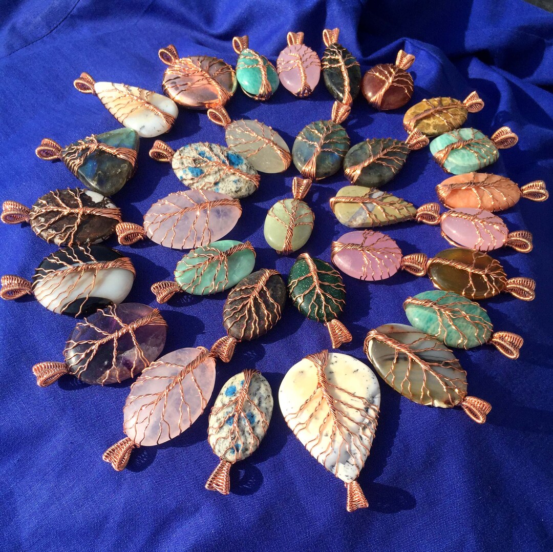 Tree of Life Copper Wire Wrapped Crystal Pendant, Boho Necklace - Etsy