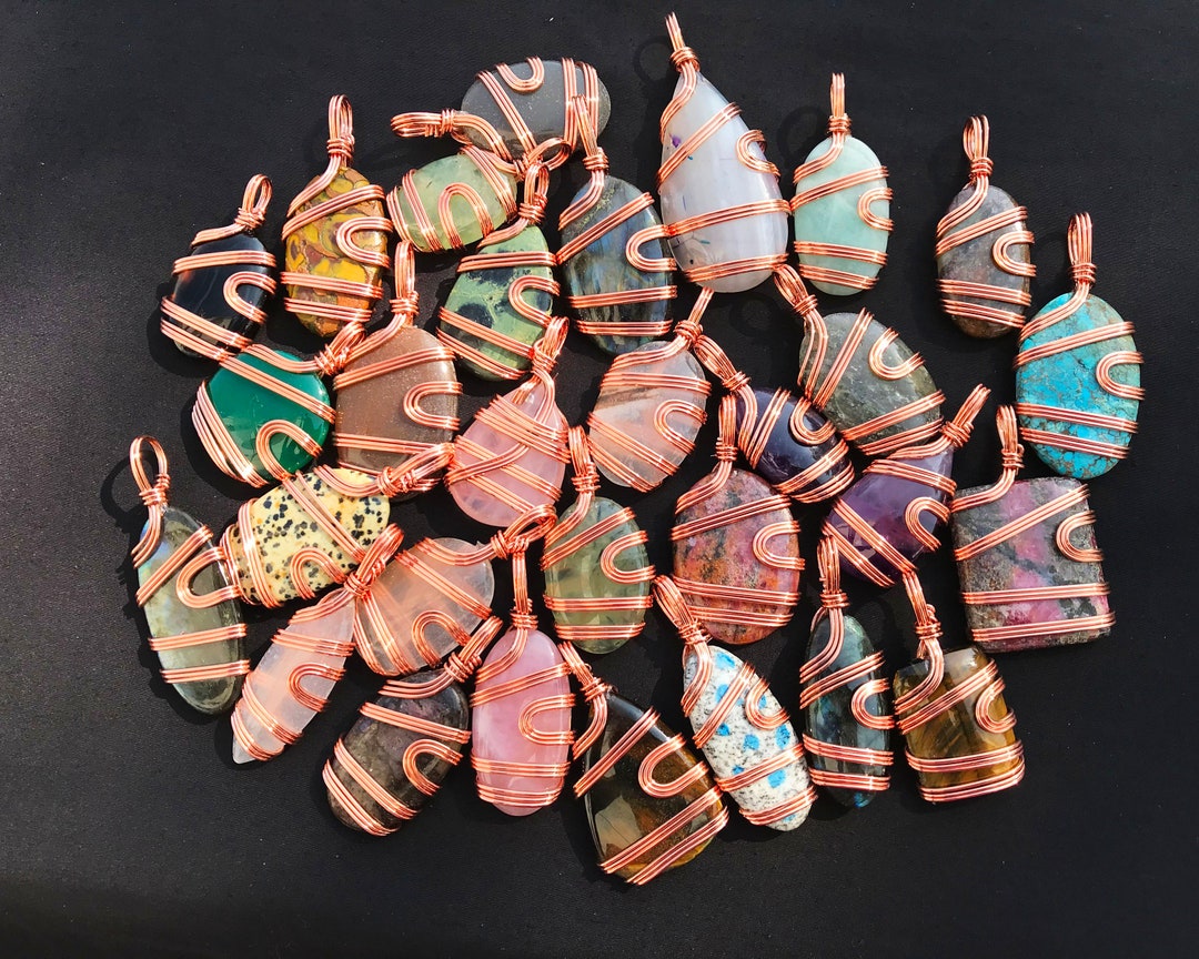 Copper Necklace Pendant, Handmade Copper Wire Wrapped Pendant, Boho ...
