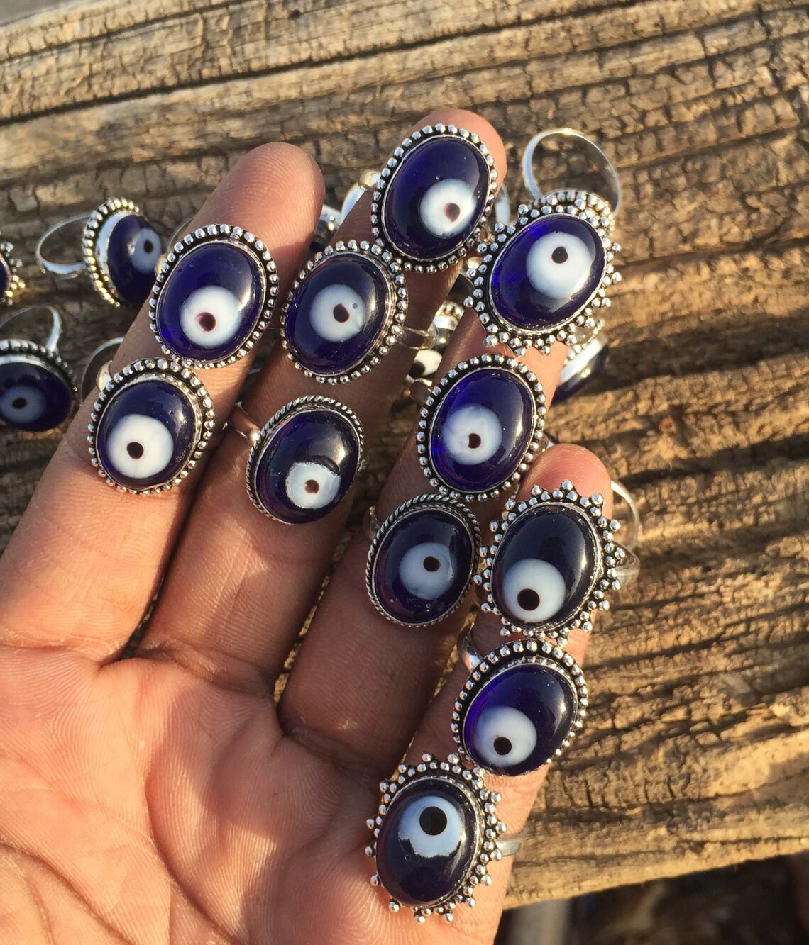 Evil Eye Crystal Ring Silver Overlay Evil Eye Ring Blue Evil - Etsy