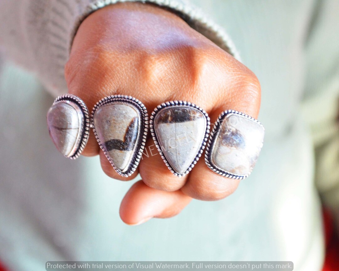 Handmade Septarian Crystal Ring, Silver Overlay, Boho Hippie Ring - Etsy