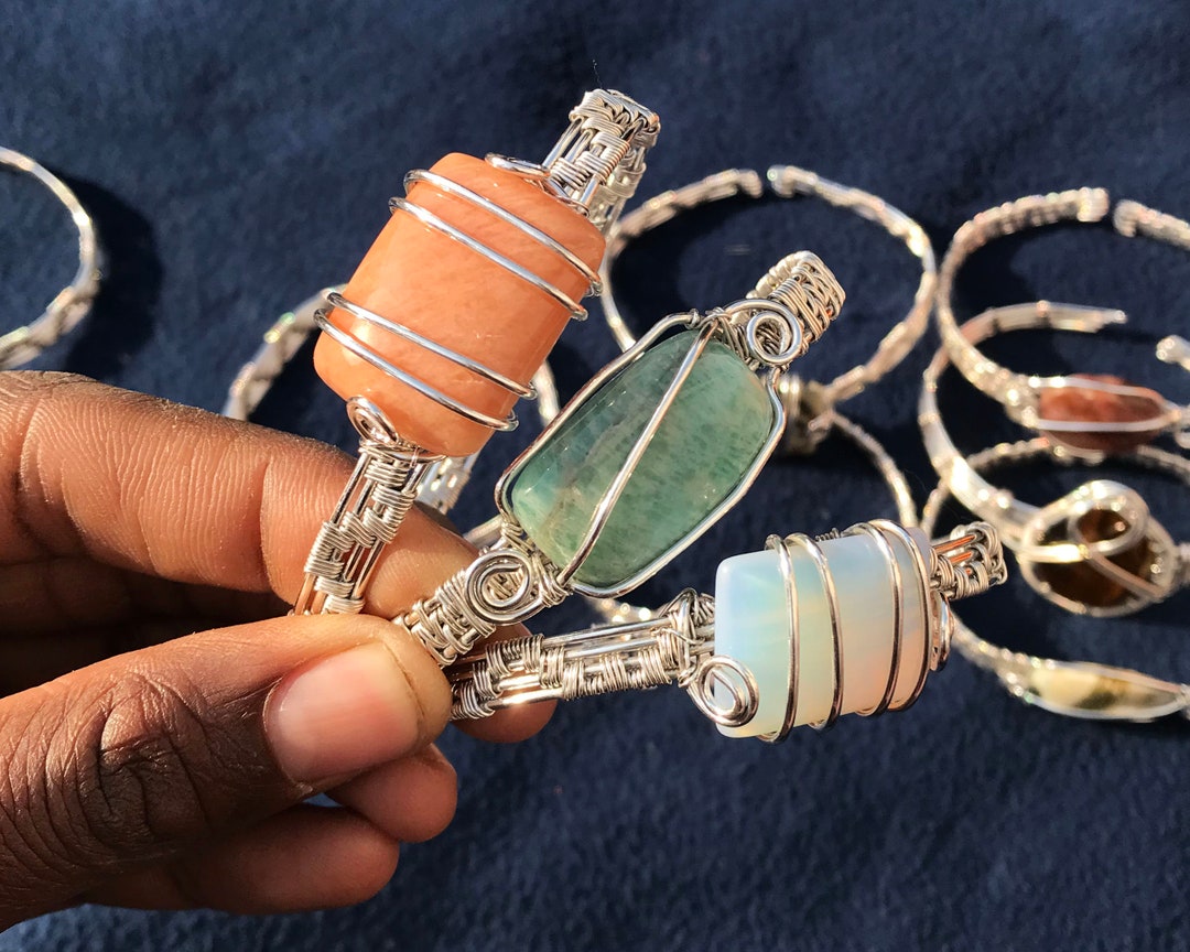 Woven Wire Wrapped Bangle, Healing Cuff Bracelet, Emotional Balance ...