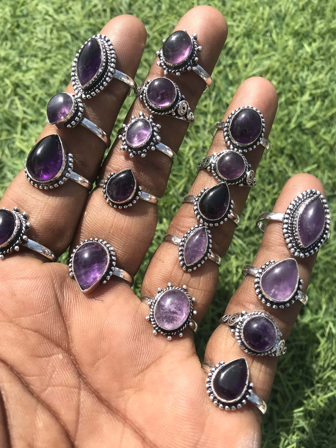 Handmade Silver Overlay Amethyst Ring, Bohemian Vintage Style - Etsy