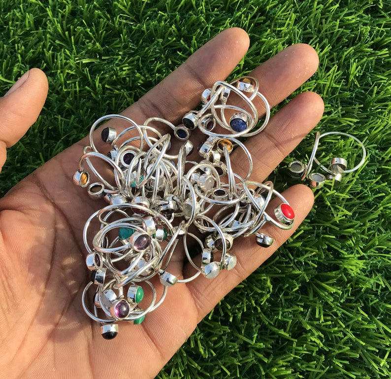 Adjustable Ring Assorted Gemstone Ring Jewelry Silver - Etsy