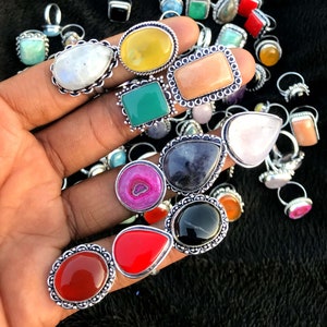 Natural Multi Gemstone Rings, Vintage Rings, Handmade Rings, Artisan ...