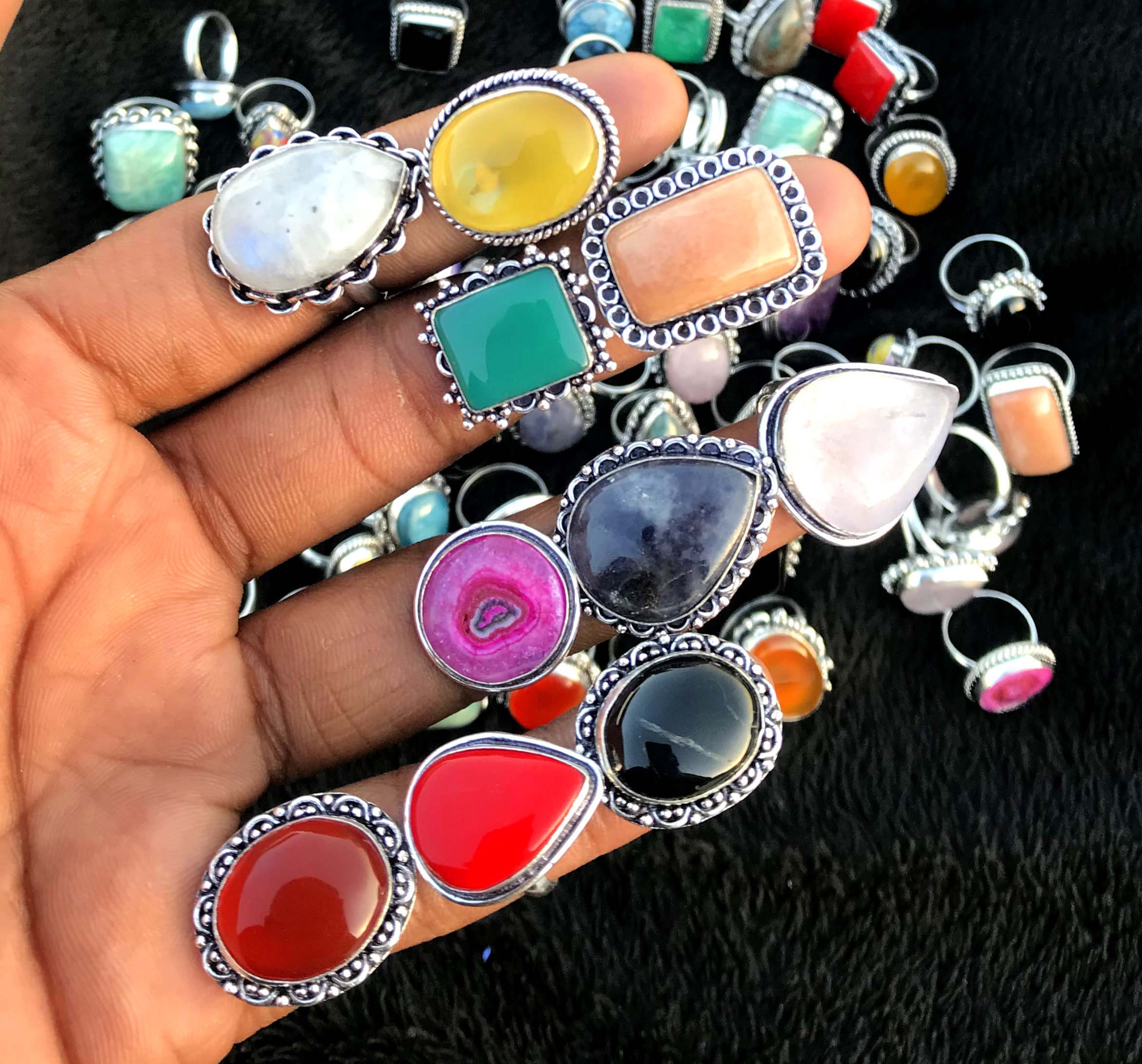 Natural Multi Gemstone Rings, Vintage Rings, Handmade Rings, Artisan Jewelry, Rings for Women ...