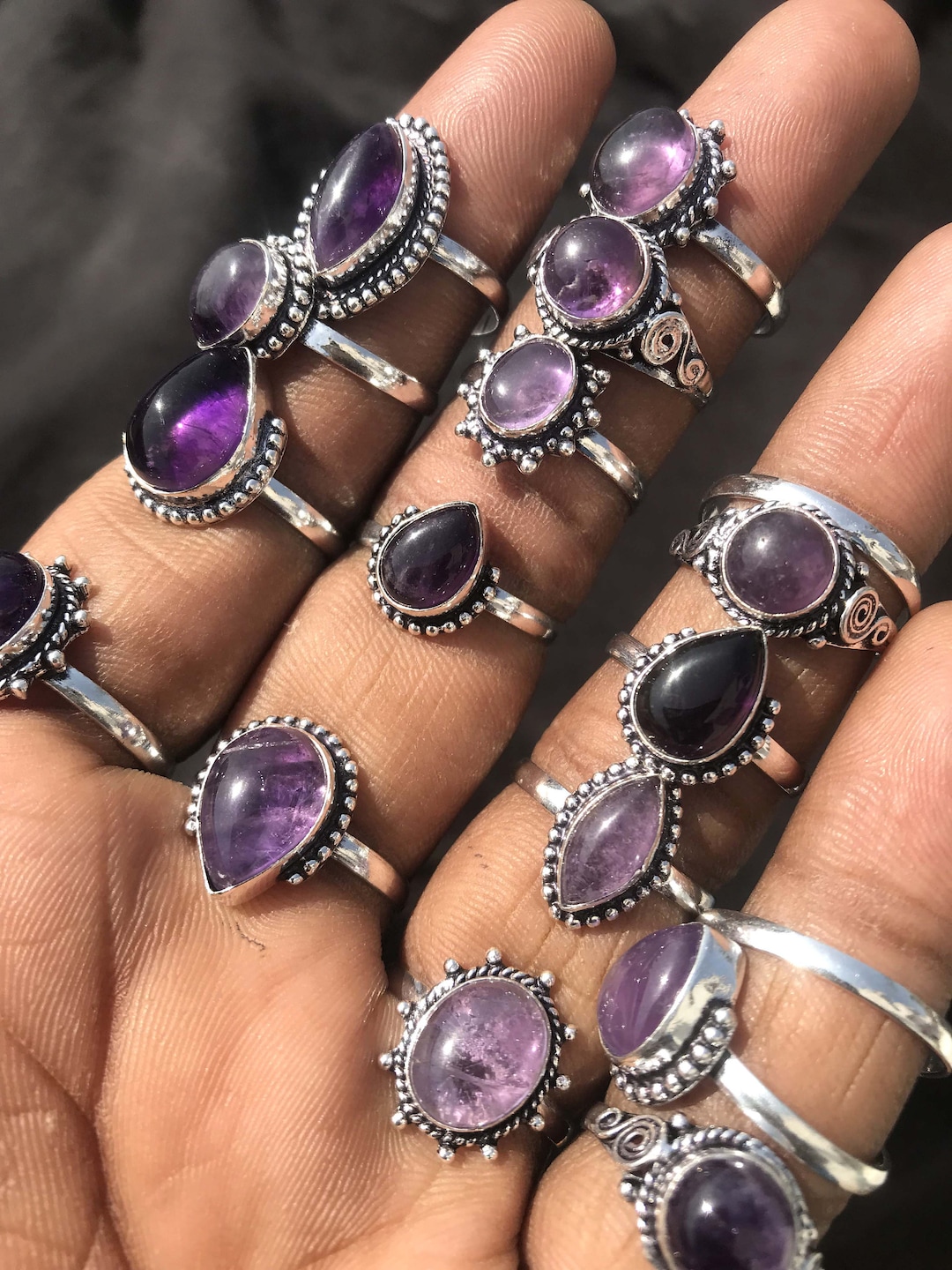 Amethyst Crystal Rings, Handmade Ring, Silver Overlay Rings, Vintage ...