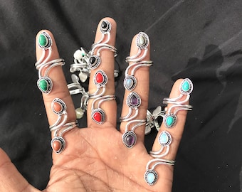 Adjustable Crystal Gemstone Rings - Etsy