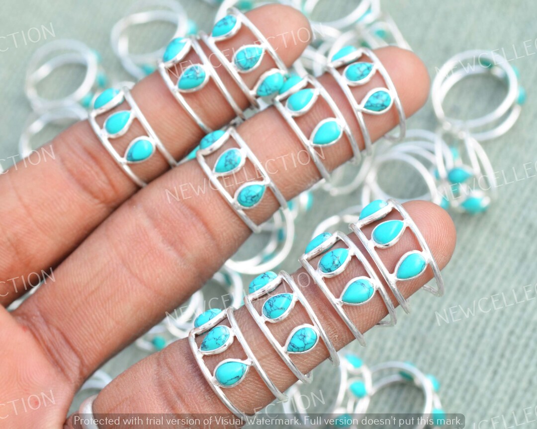 Turquoise Stone Rings Women Adjustable Rings Handmade Rings - Etsy