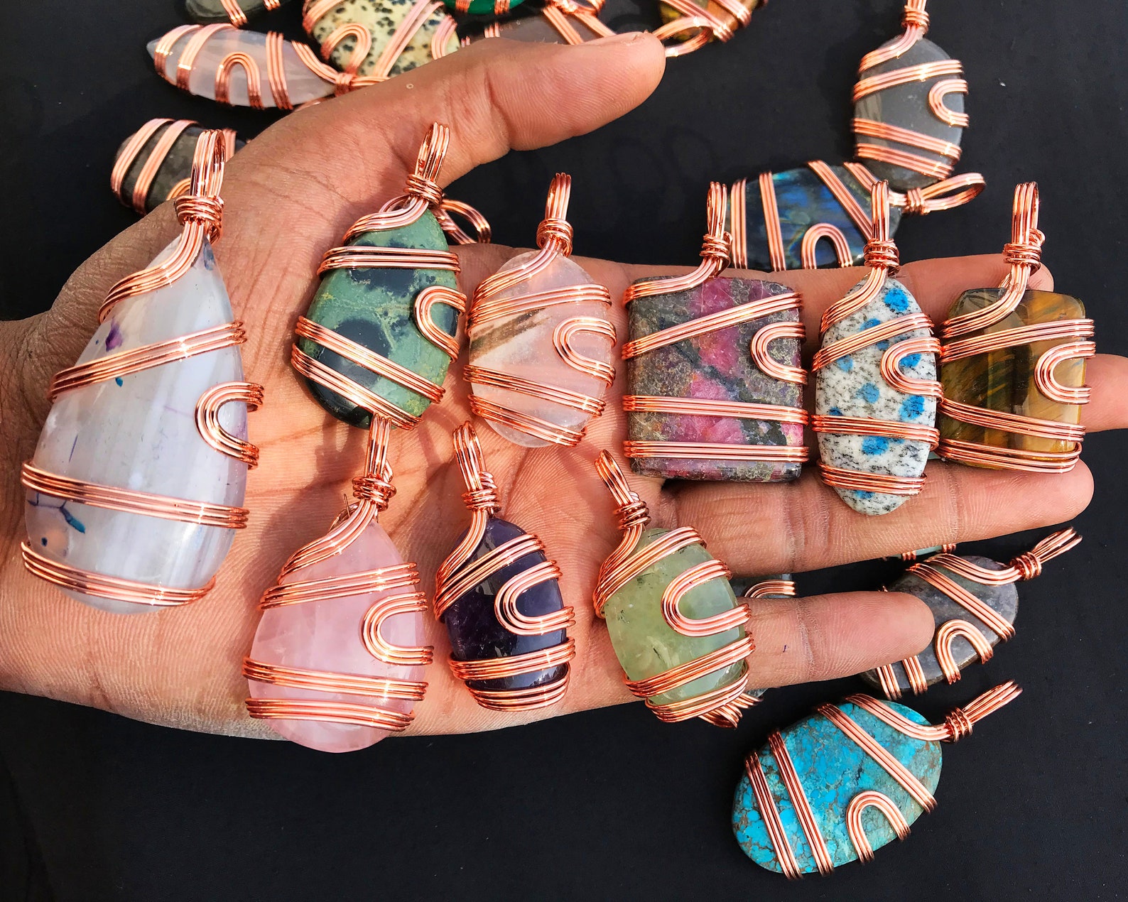 Copper Necklace Pendant Handmade Copper Wire Wrapped Pendant - Etsy