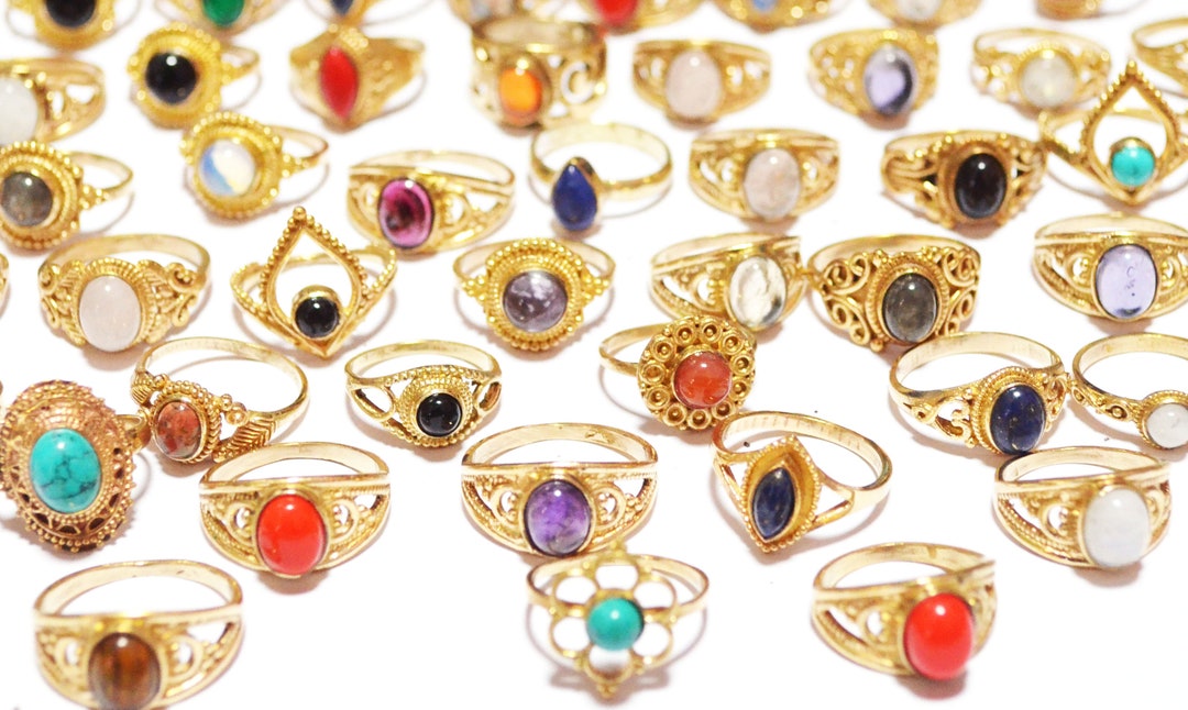 Assorted Small Gemstone Rings, Women Best Gift Jewelry, Boho Rings ...