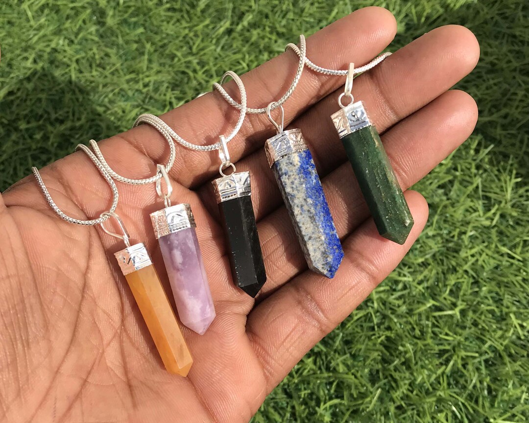 Natural Crystal Pointed Pendant, Women Gemstone Necklace, Crystal ...
