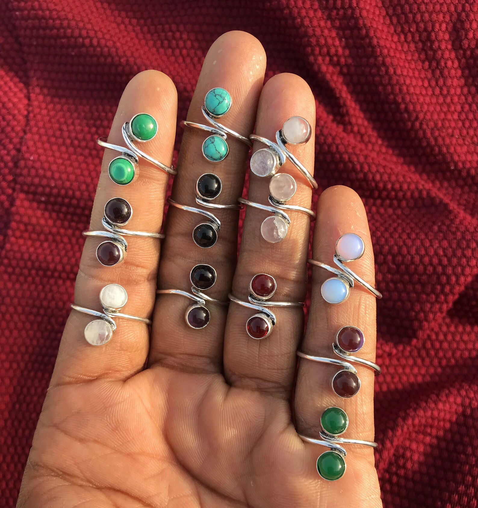 Adjustable Ring Assorted Gemstone Ring Jewelry Silver - Etsy