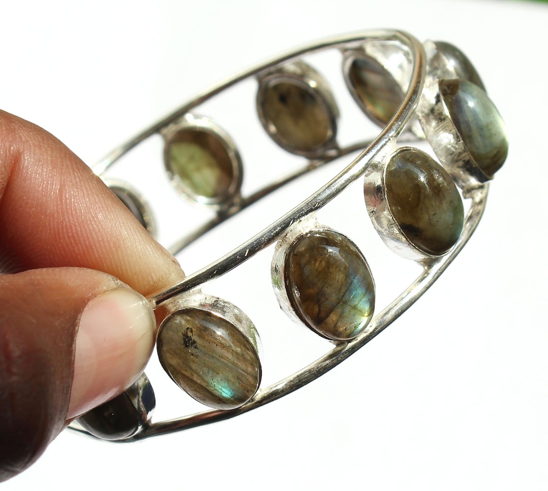 Natural Labradorite Bangle, Gemstone Bangle, Designer Cuff Bracelet ...